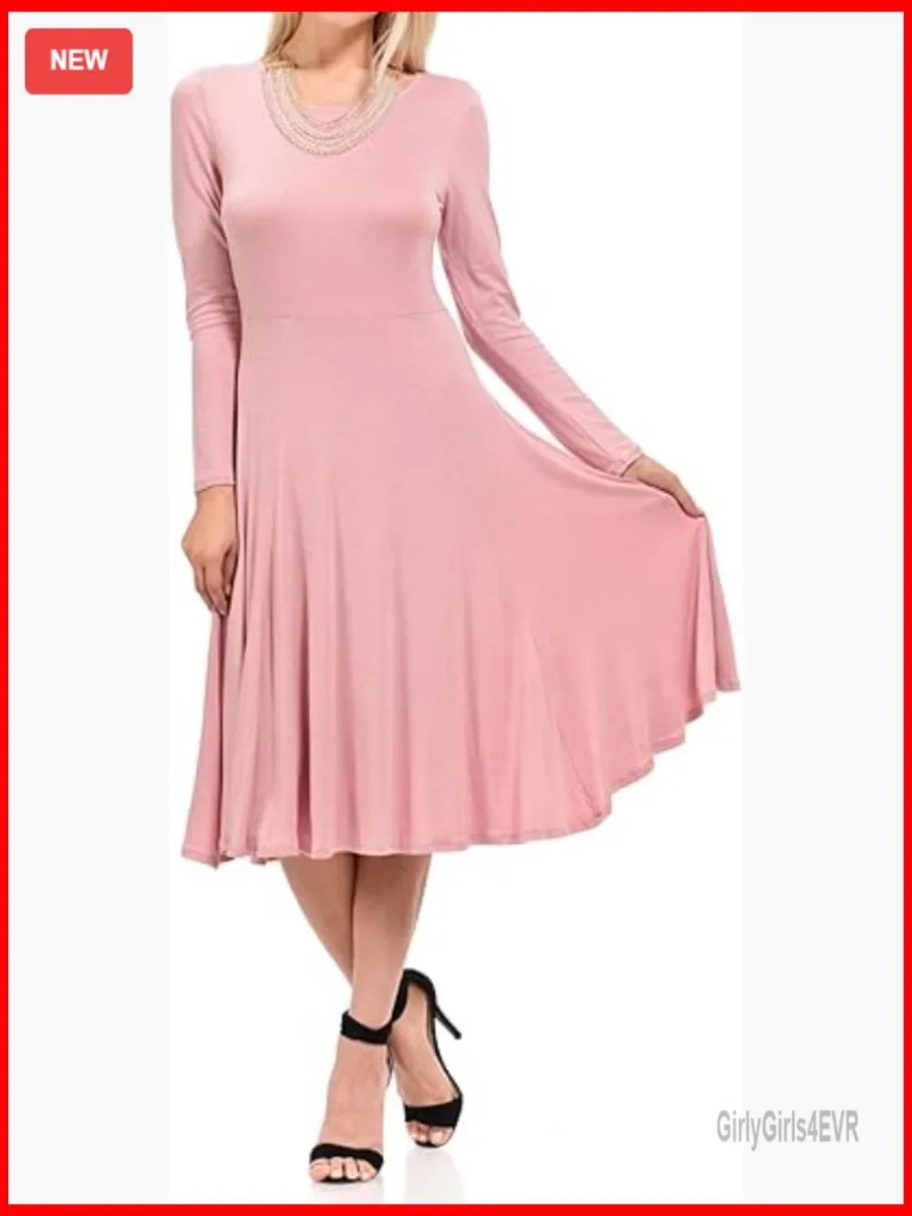 Dresses | Long Sleeve Fit And Flare Midi Dress Casual Formal | Poshmark